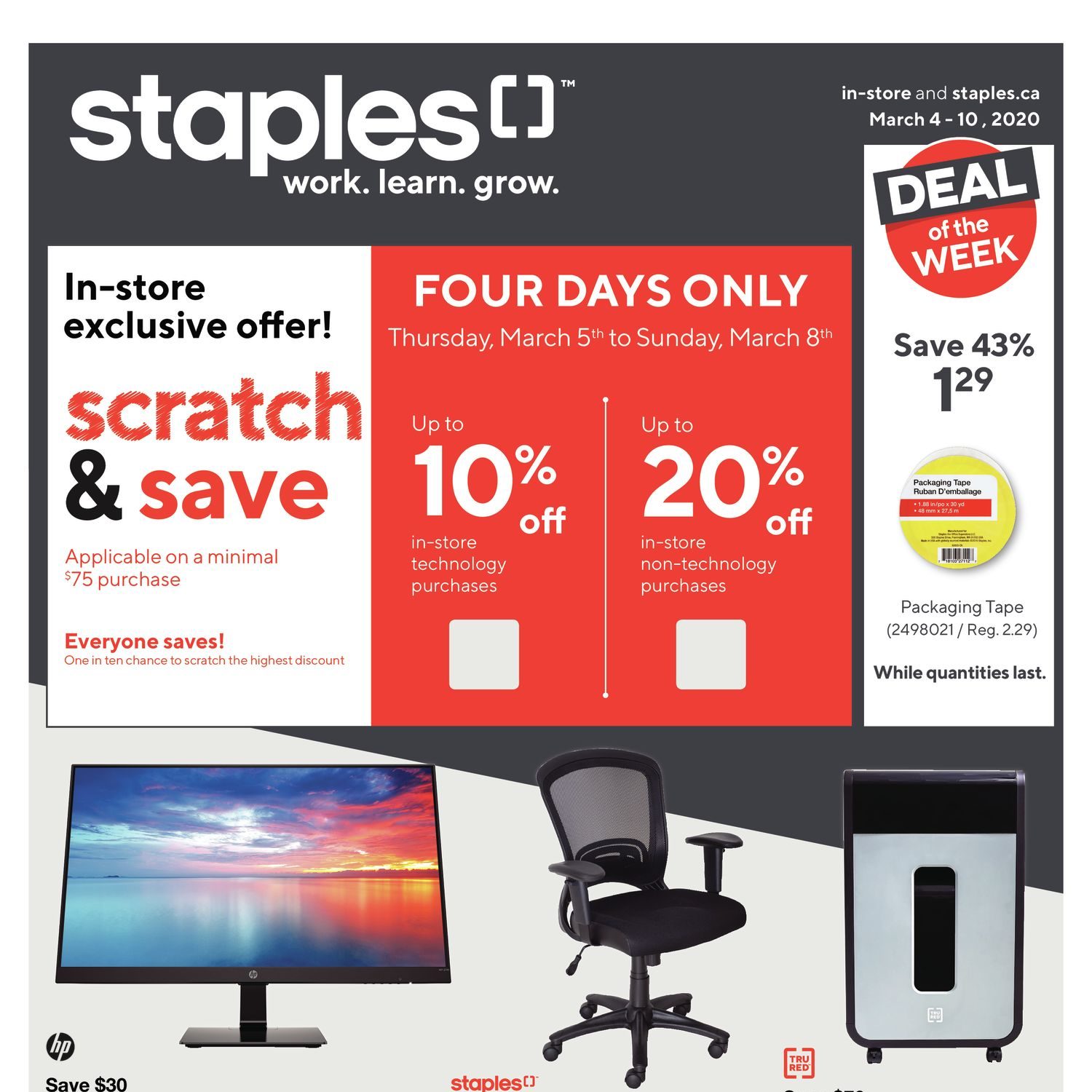 Staples Weekly Flyer - Weekly - Scratch & Save Event - Mar 4 – 10 ...