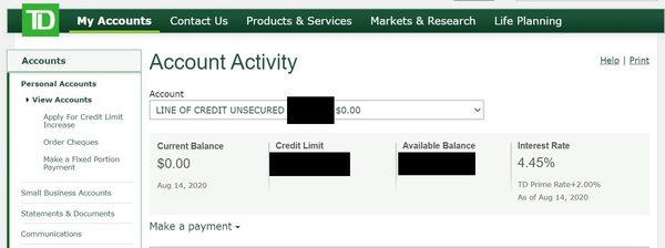 TD Personal Line of Credit Interest Rate RedFlagDeals Forums