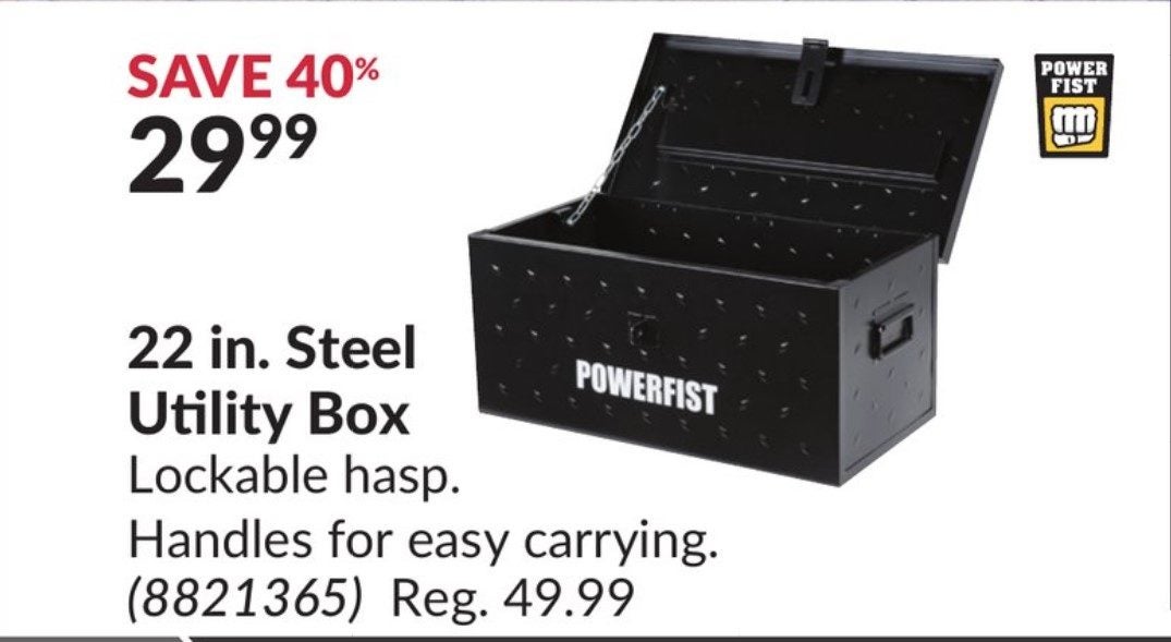 [Princess Auto] [$29.99]Powerfist 22 in. Steel Utility Box sale starts ...