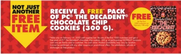 [No Frills] Free PC Decadent Chocolate Chips Cookies (300g) for first ...