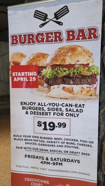 [Casino Rama] $19.99 AYCE burger buffet @ Casino Rama. Includes sides ...