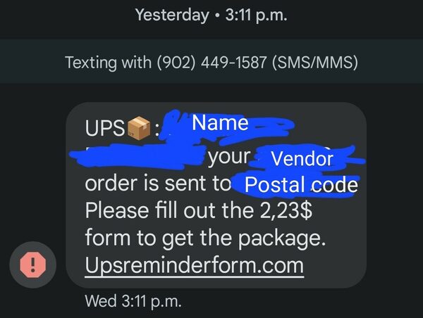 UPS text scam - super accurate info?? - RedFlagDeals.com Forums
