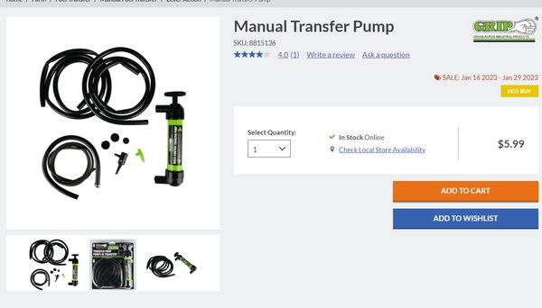 [Princess Auto] Manual Transfer Pump - $ 5.99 - RedFlagDeals.com Forums