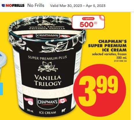 [No Frills] Chapman's Super Premium Plus Ice Cream 99 cents (with ...