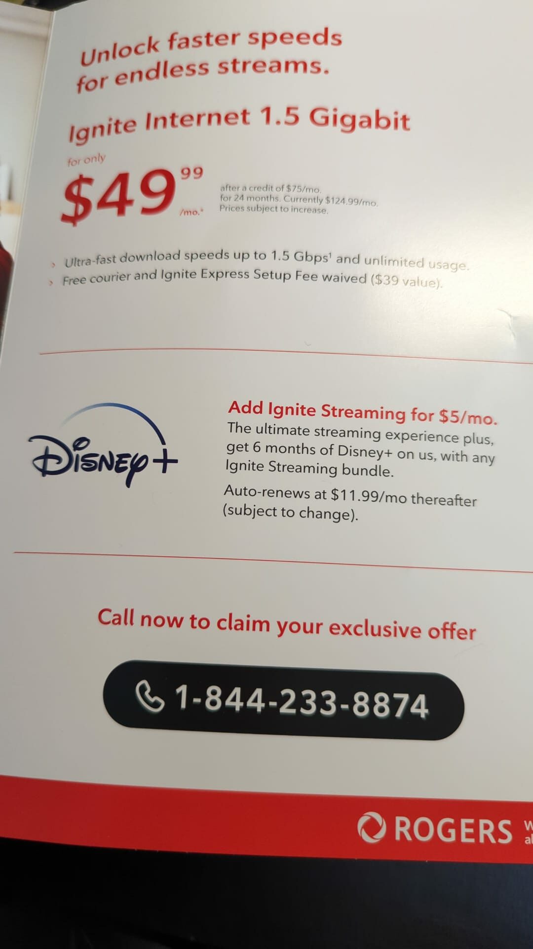 [Rogers] [Rogers] Ignite Internet 1.5 Gigabit for $44.99 12 months term ...