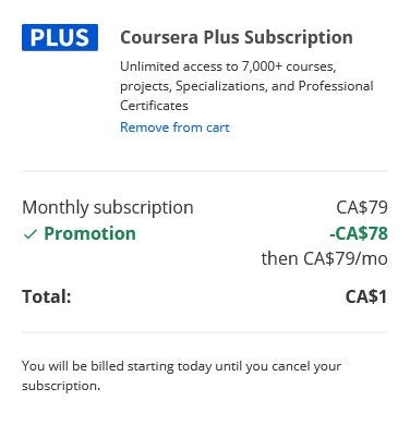 [Coursera] Coursera Plus - One Month Access for $1 (normally $79/month ...