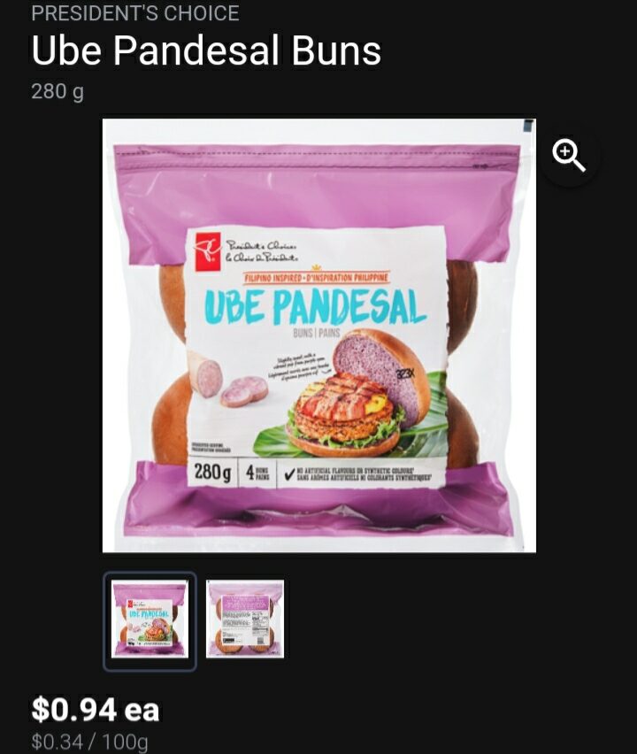 [Real Canadian Superstore; No Frills] PC UBE pandesal bread 4 bread ...