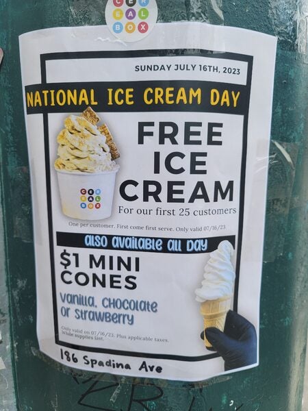 [Cereal Box Cafe] Toronto - July 16. Free/$1 ice cream @ 186 Spadina ...