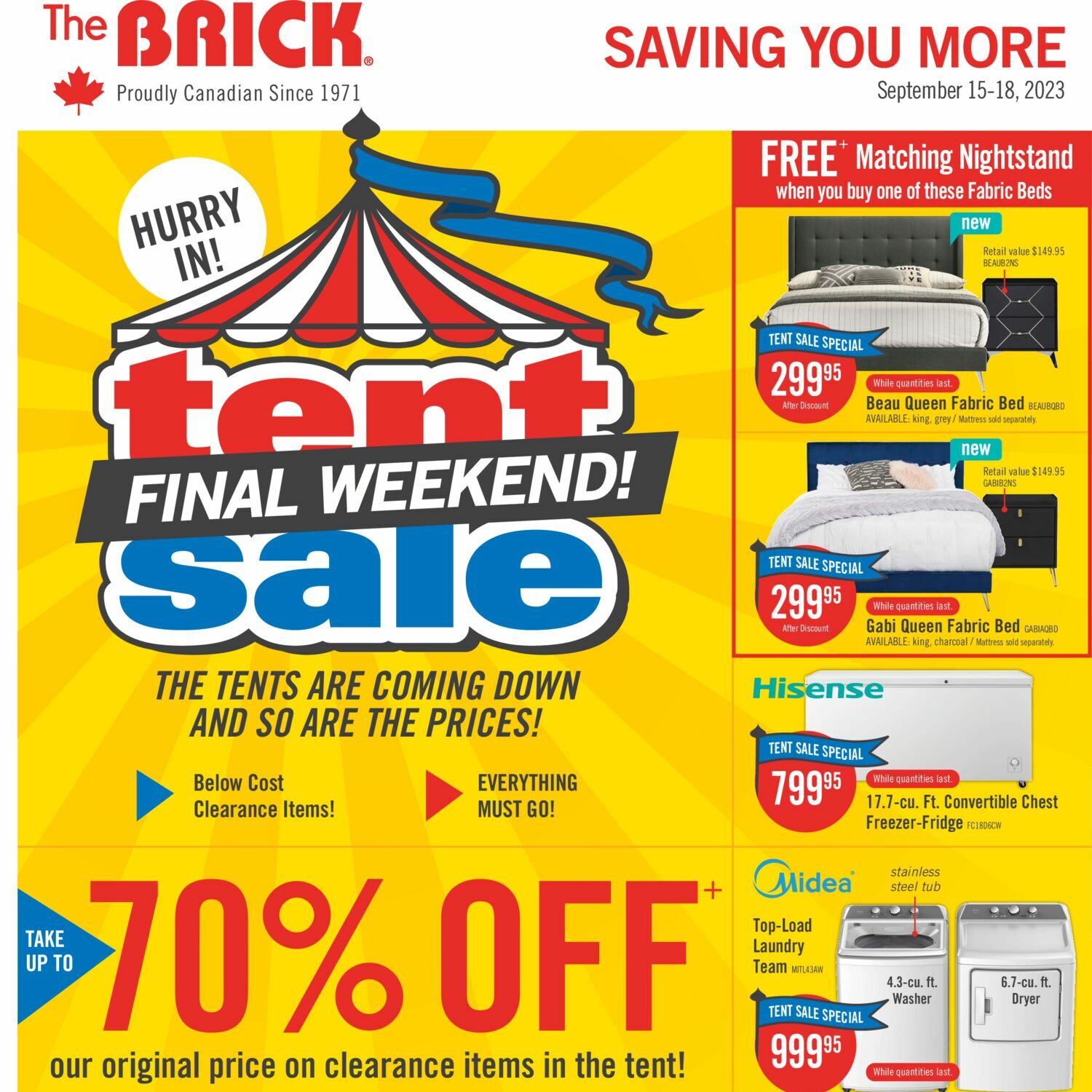 The Brick Weekly Flyer - Final Weekend - Tent Sale (ON) - Sep 15 – 18 ...