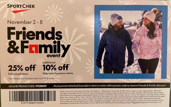 [Sport Chek] Friends & Family Sale (Nov 2 - 8) 25% off reg and 10% off ...