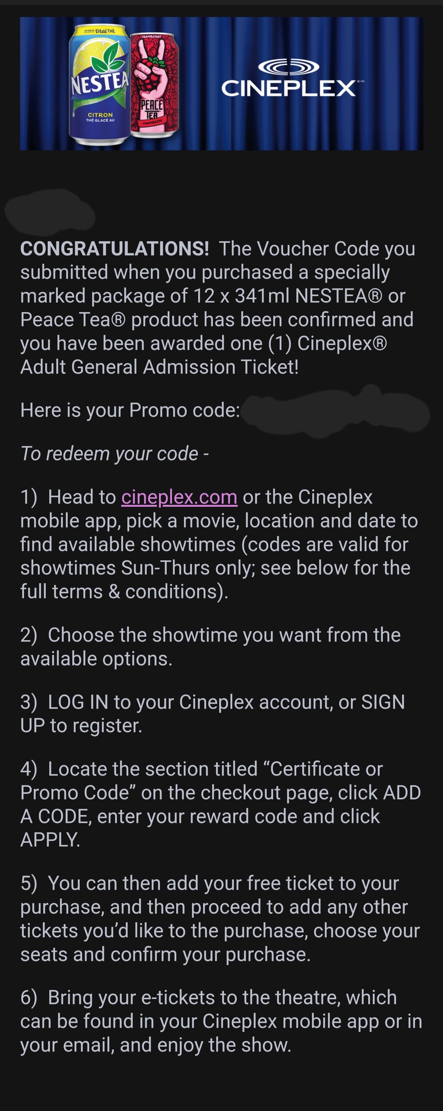 [Real Canadian Superstore] RCSS West 2x Peace Tea 12 pack with Cineplex ...