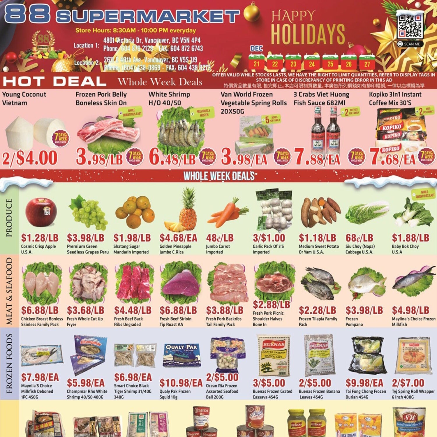 88 Supermarket Weekly Flyer - Weekly Specials - Dec 21 – 27 ...