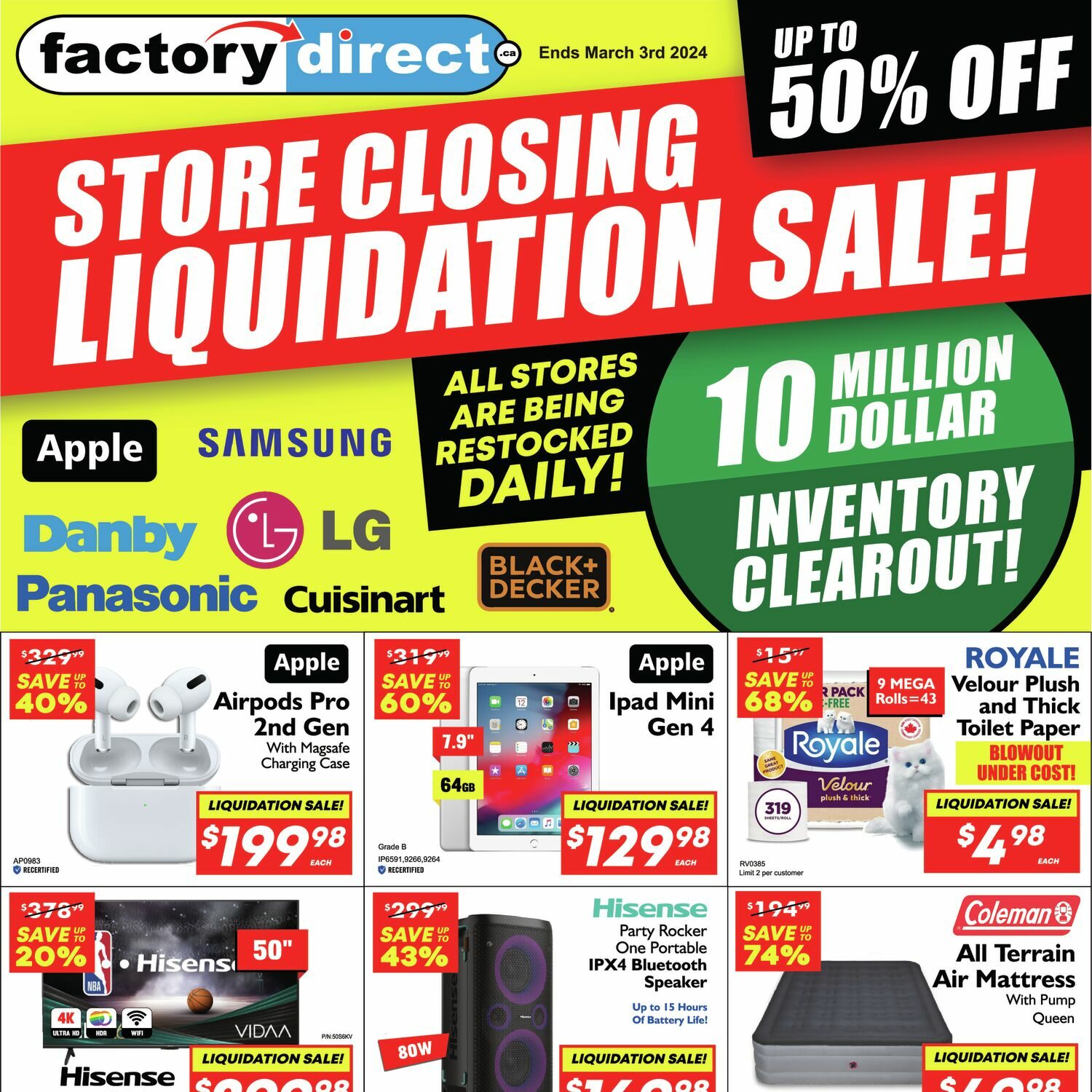 Factory Direct Weekly Flyer - Store Closing Liquidation Sale - Feb 26 ...