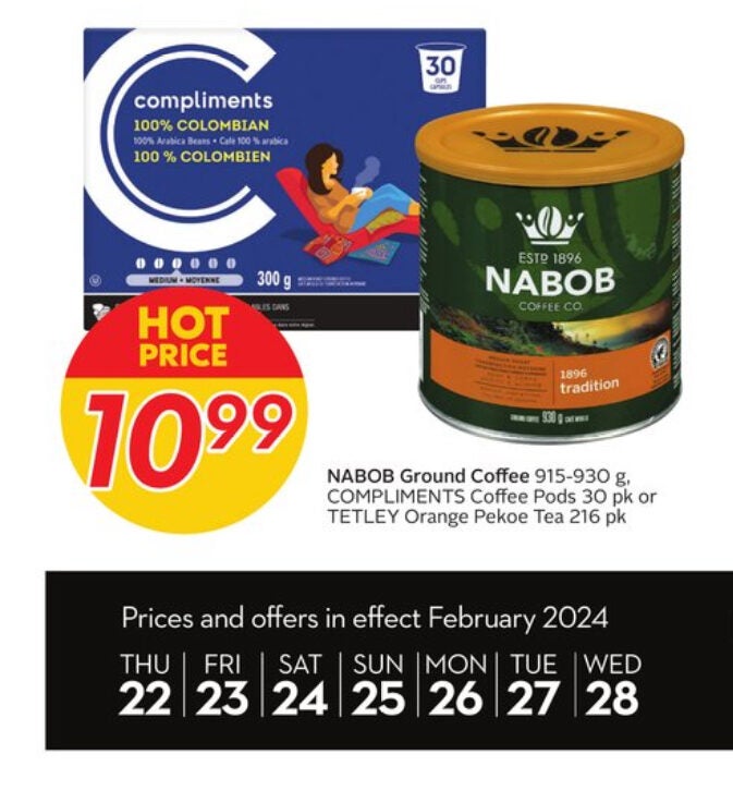 [Safeway (MB, SK, AB, BC)] Nabob Ground Coffee (Tradition and Organic) 915/930gm $10.99 ...