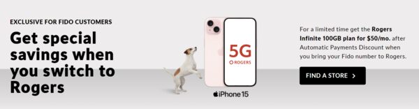 [Rogers] Rogers 5G Infinite $50 100GB BYOD for Fido customer/Bell 5G ...