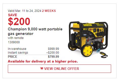 Champion generator costco store