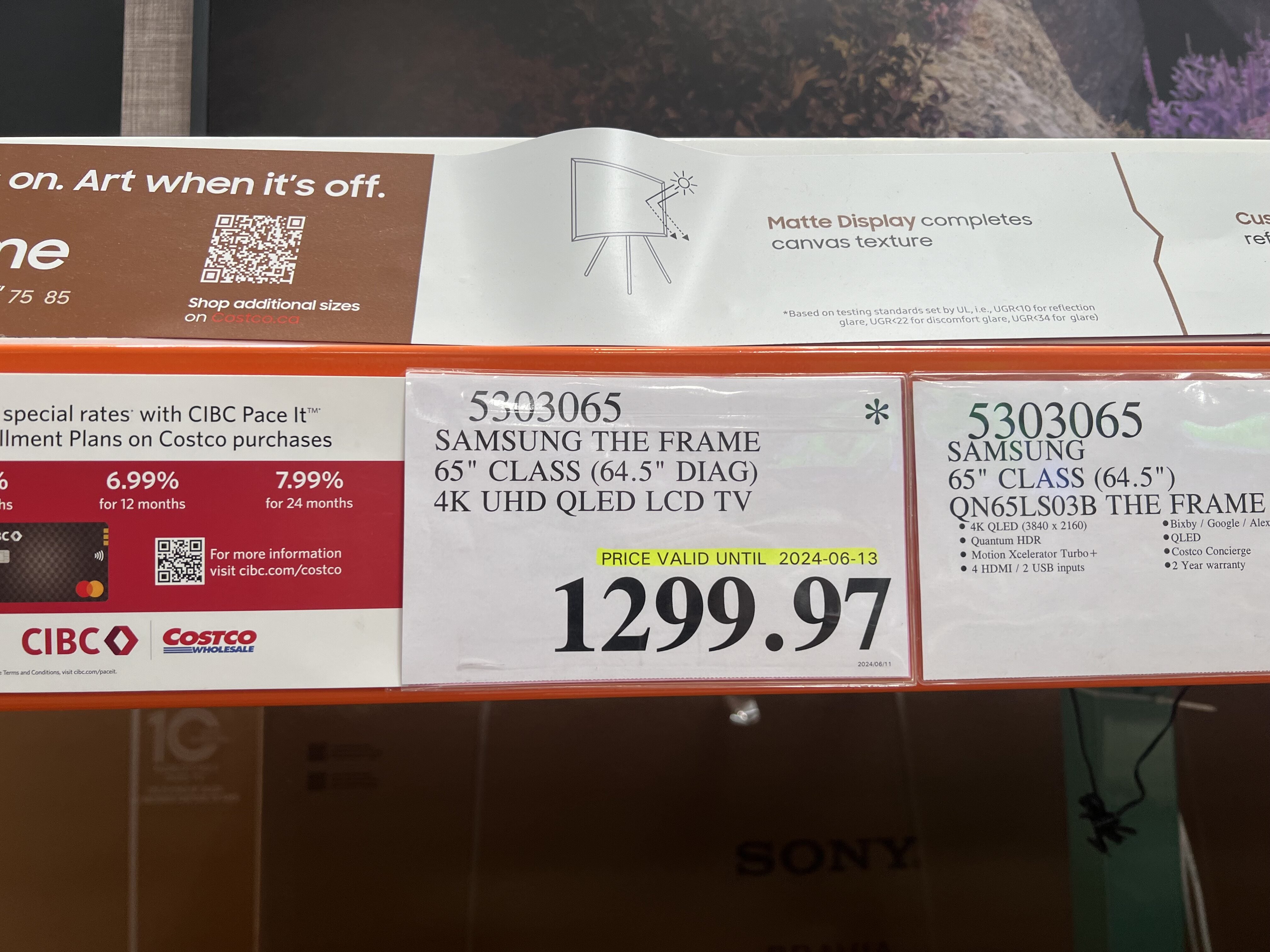 [Costco] Costco (Waterloo) 65” Samsung Frame - $1299. Display model ...