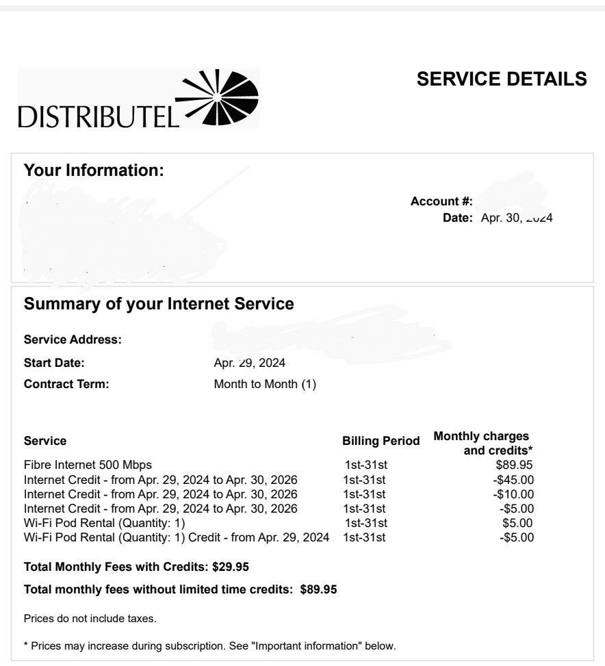 [Distributel] YMMV HOT $29.95 500MBPS FIBRE INTERNET [ON & QC ONLY ...