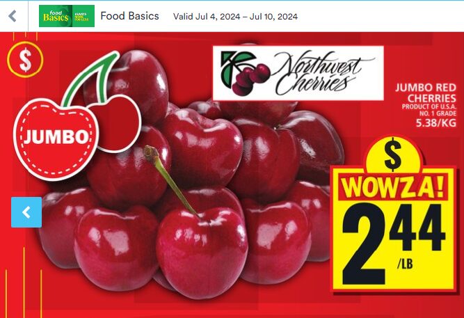 [Loblaws/Zehrs] [ON] Jumbo Cherries $2.44lb (July 4-10) Also at Food ...