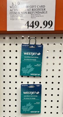 [Costco] Westjet gift card restocked @ Costco - pay $449.99 for $500 ...