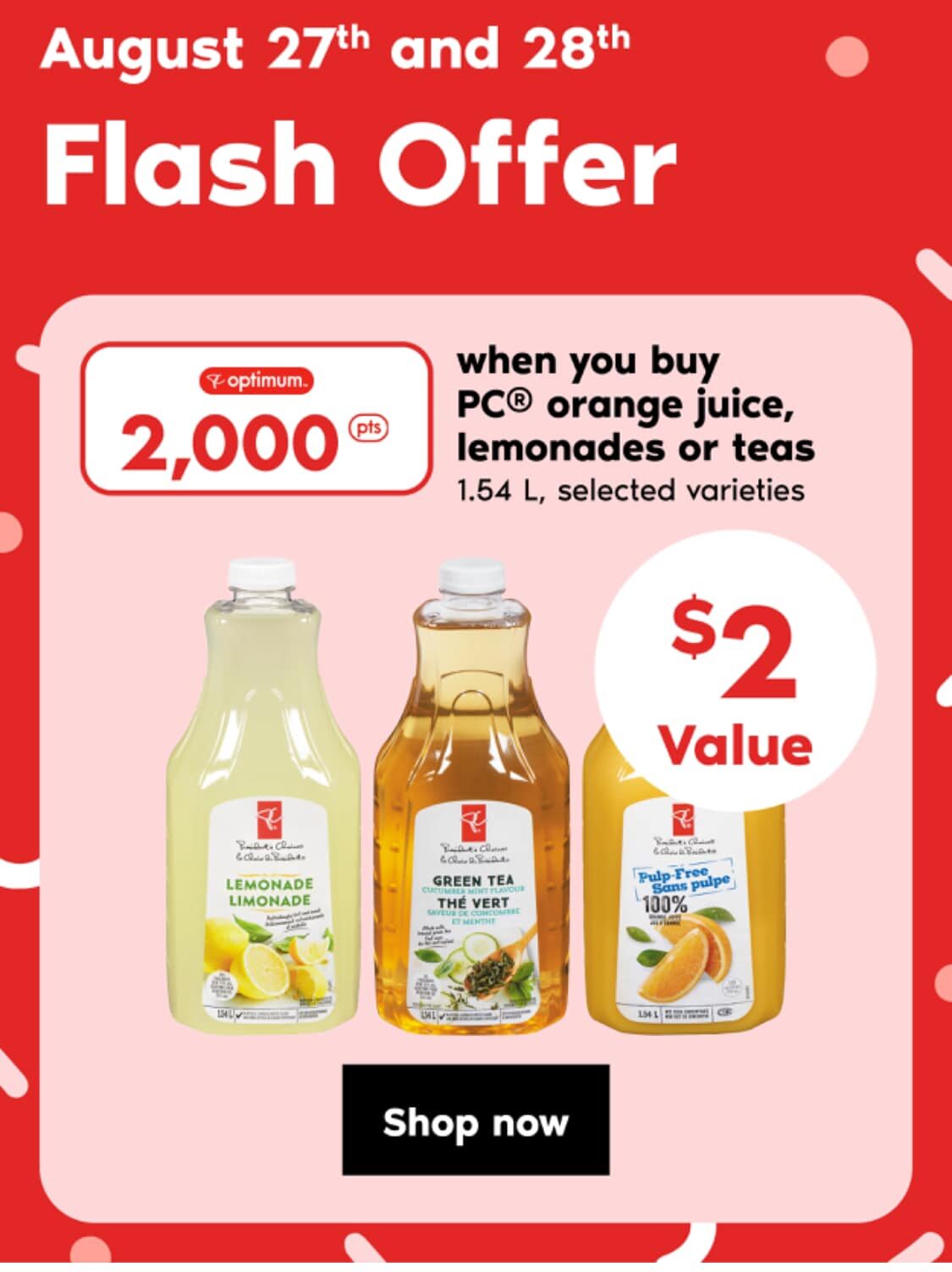 [Loblaws] [ON] Flash Offers for PC Orange Juice, Lemonades & Teas, PC ...