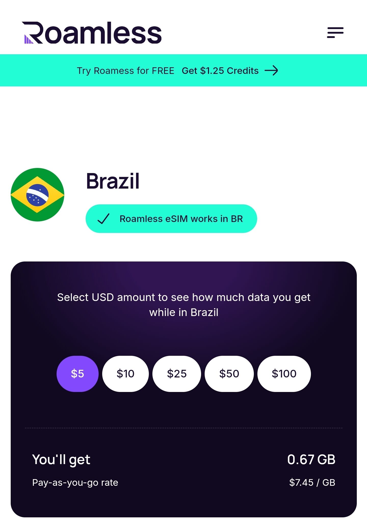 [roamless.com] Roamless eSIM free USD3.75 with code GRE24 (YMMV) or USD5.00 with code NEWBIE ...