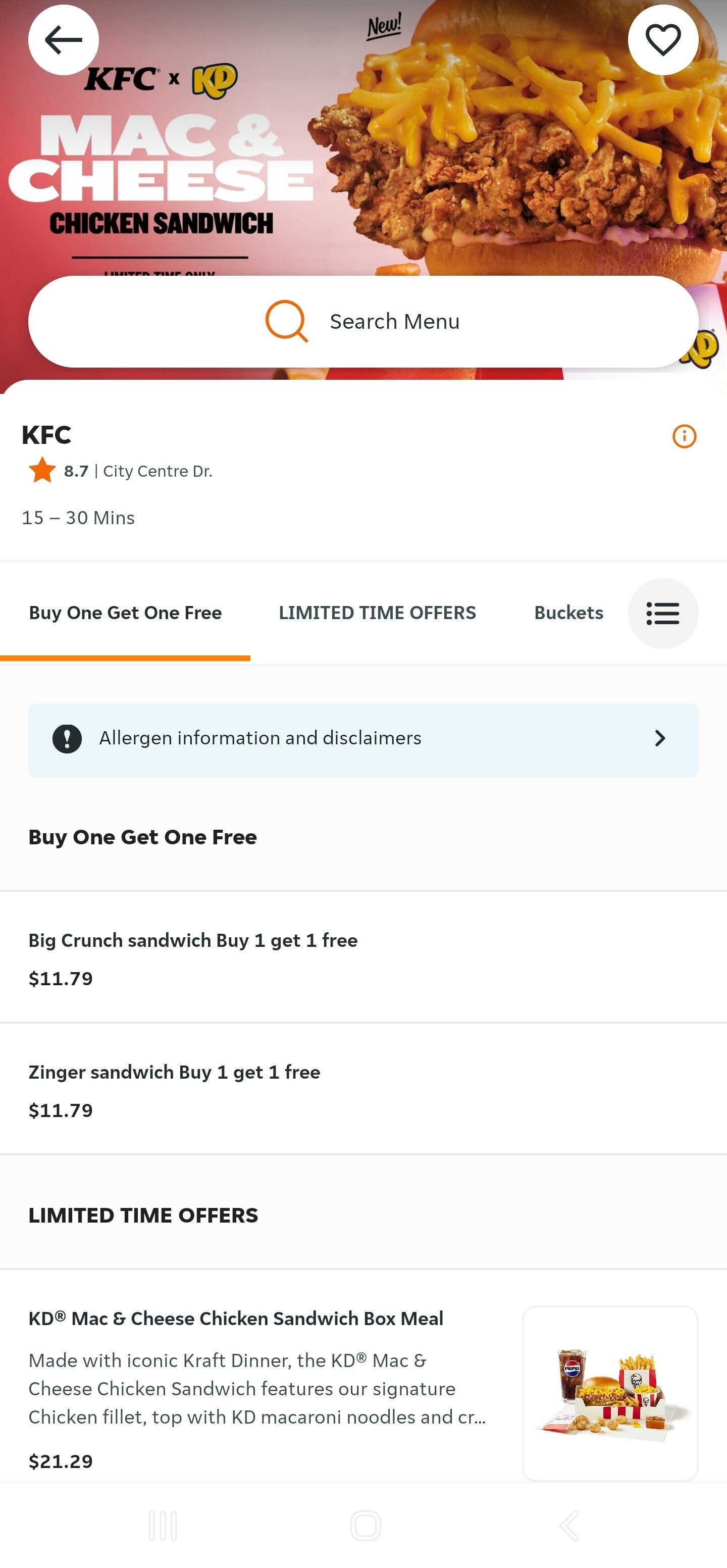 [KFC] BOGO KFC Big Crunch / Zinger / Famous Chicken $11.79 ...