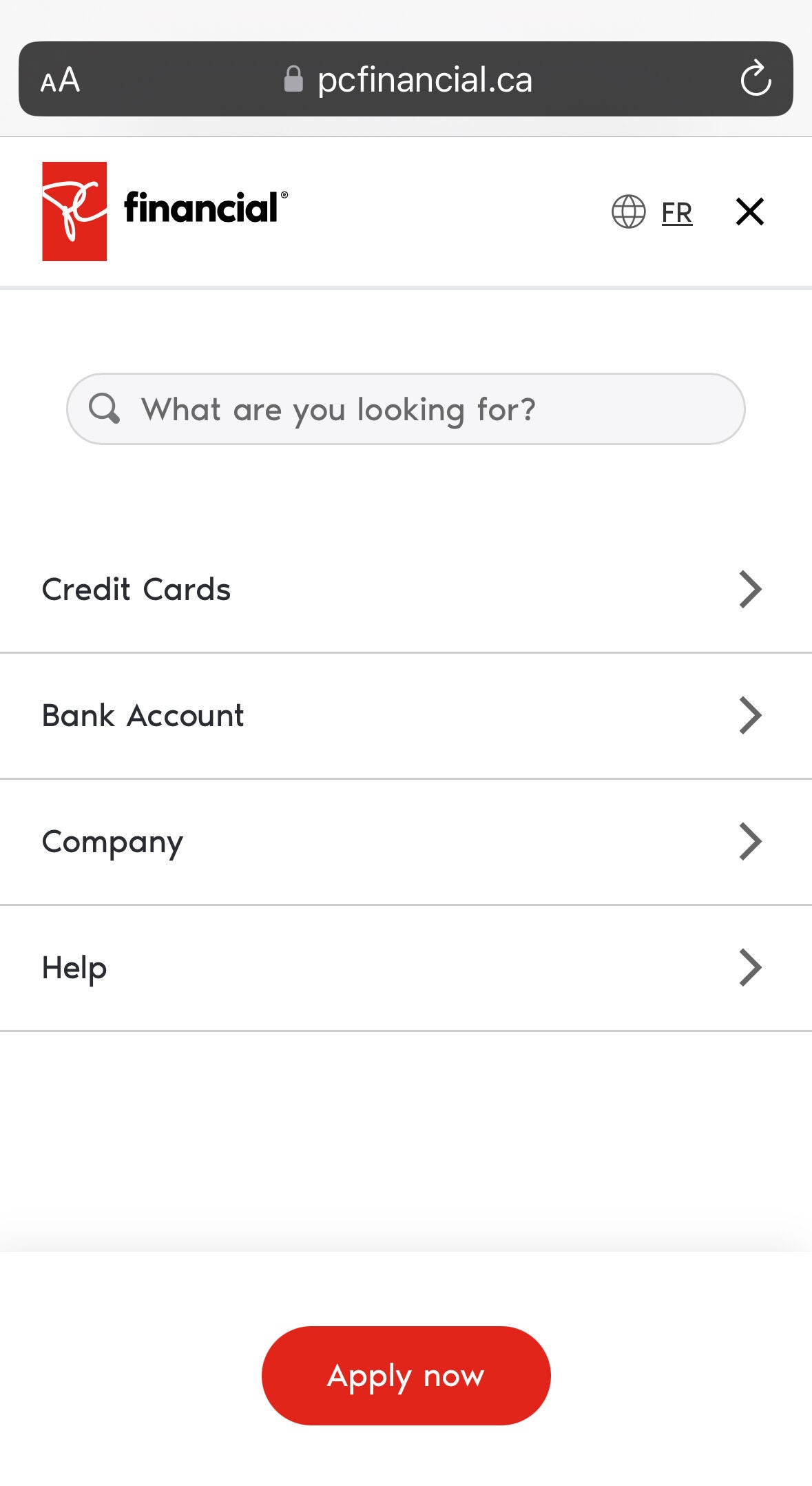 PCFinancial.ca - where is the login/signin button in a browser on ...