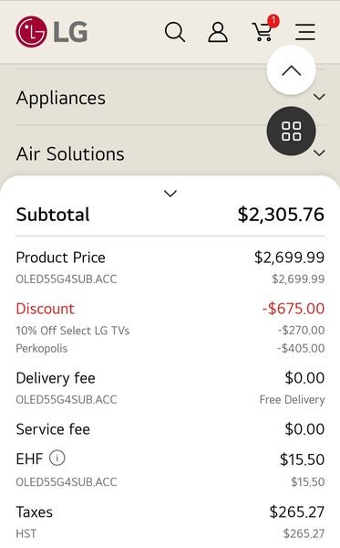 [LG Canada] LG 4K OLED TV B4, C4, G4 Models 30% off through combination ...