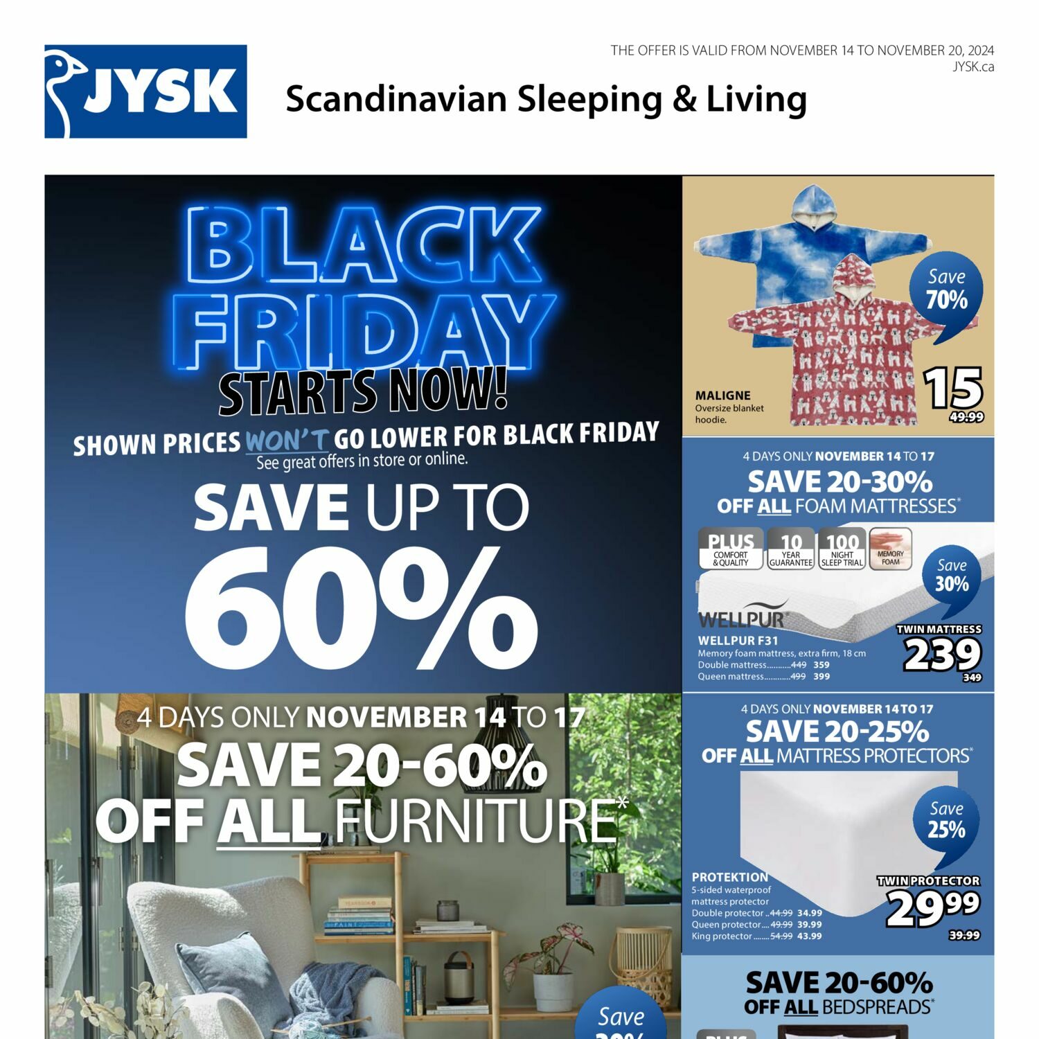 JYSK Weekly Flyer - Weekly Deals - Black Friday Starts Now - Nov 14 ...