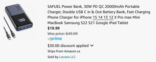 [Amazon.ca] SAFUEL Power Bank, 30W PD QC 20000mAh $19.99 - RedFlagDeals ...
