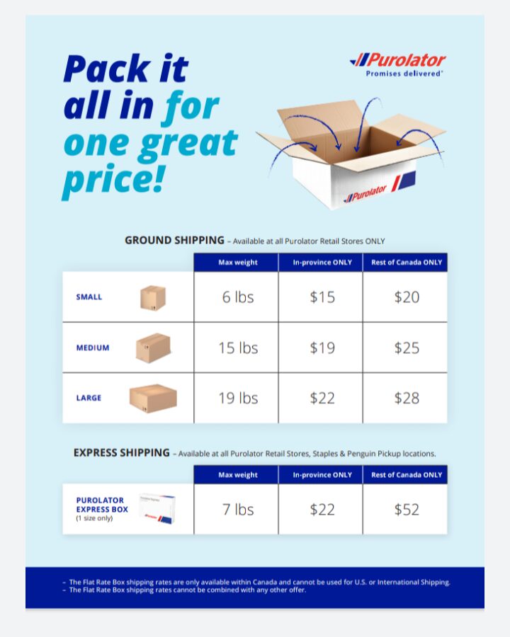 [Purolator] Purolator offers $15 province wide shipping during the ...