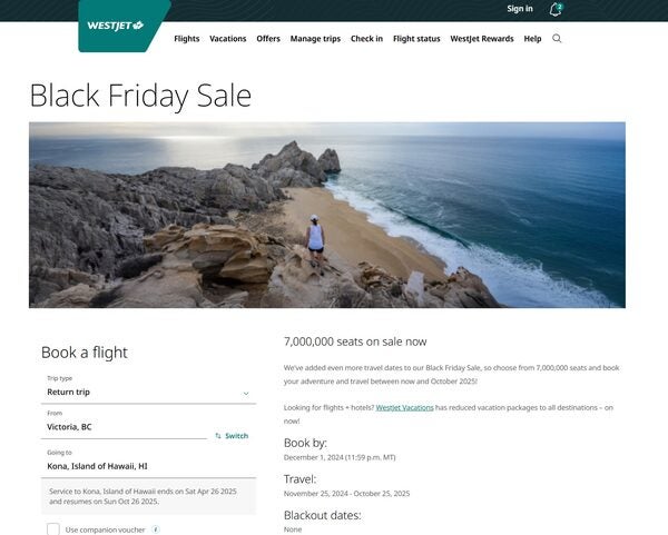 [WestJet] [Black Friday] Black Friday / Cyber Monday Sale 2024 ...