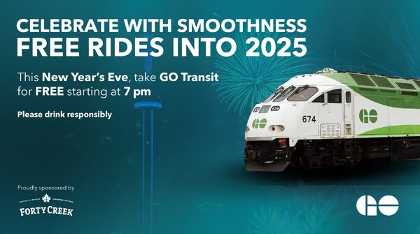 GTA - December 31. Free GO Transit and UP Express NYE service ...