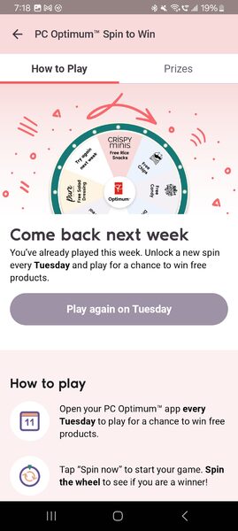 [PC Optimum] Play PC Optimum™ Spin to Win (Dec. 3-24) Must have the App ...
