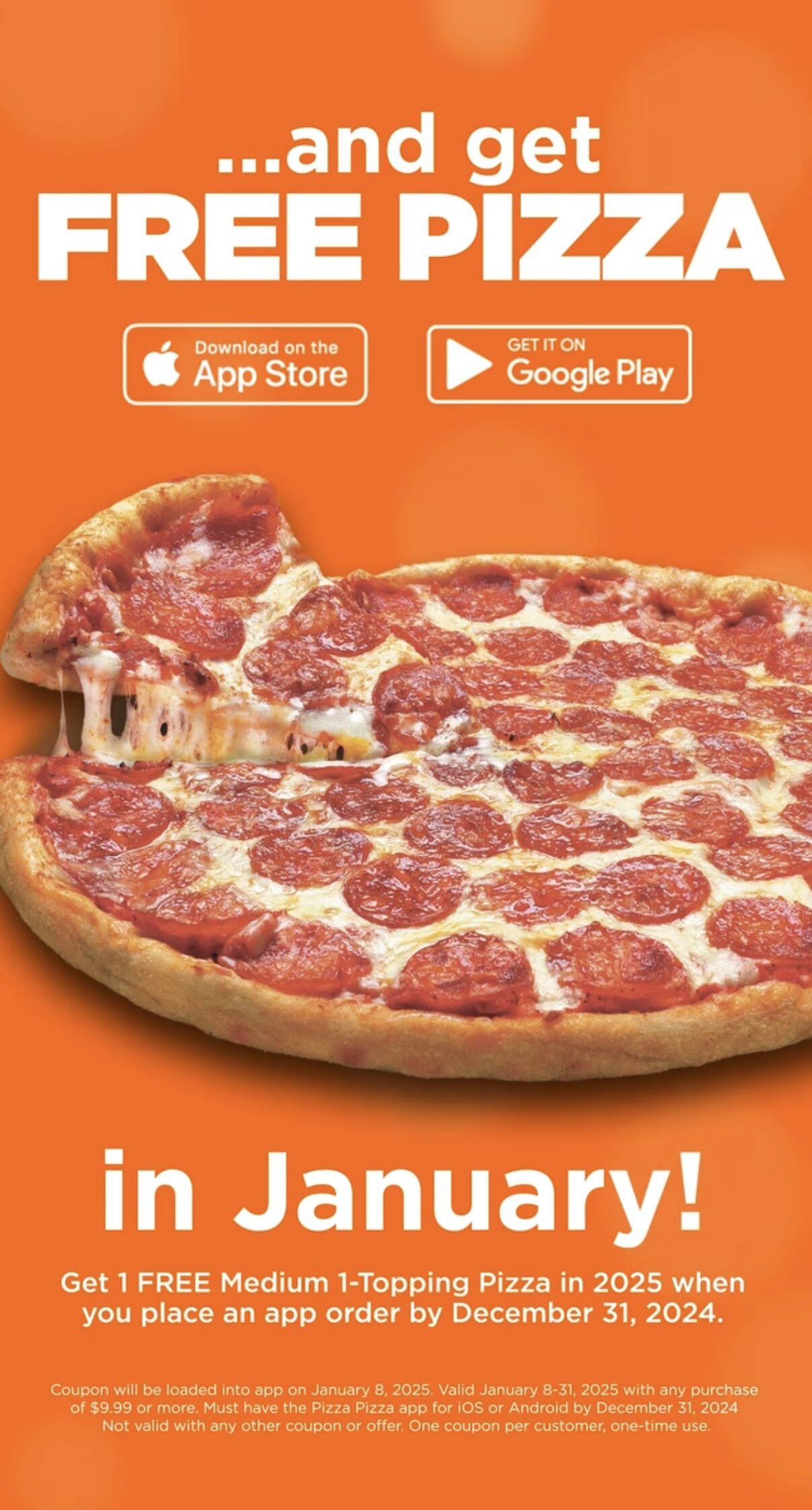 [Pizza Pizza] Get 1 FREE Medium 1-Topping Pizza in 2025 when you place ...