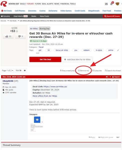 [Air Miles] [Boxing Day] Get 30 Bonus Air Miles for in-store or eVoucher cash rewards (Dec. 27 ...