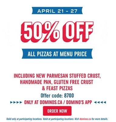 [Domino's] Domino's 50% Off Pizzas At Menu Price - April 21 to 27 ...