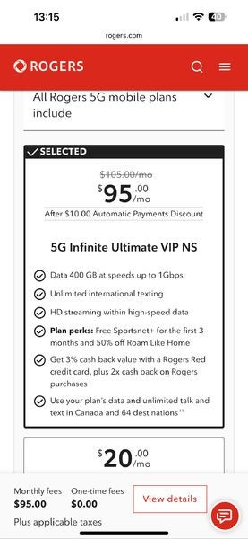 [Rogers] Rogers Infinite Supreme VIP 5G (400GB + Travel in 64 countries ...
