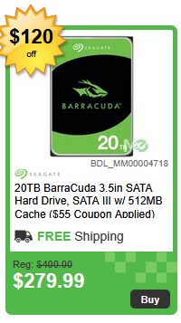 [Memory Express] Seagate 20TB Barracuda for $279.99 - RedFlagDeals.com ...