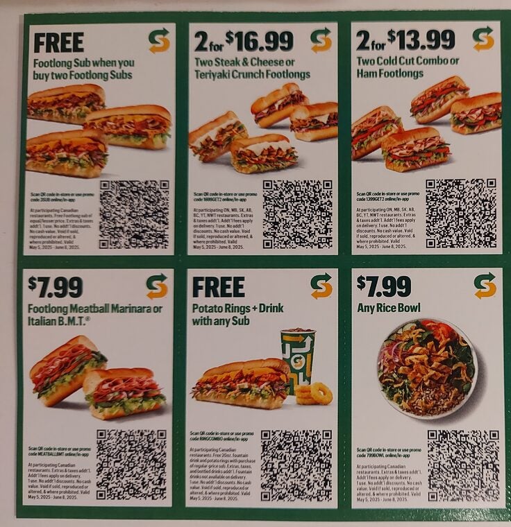 [Subway] Subway Coupon Codes May 5 - June 8, 2025 - RedFlagDeals.com Forums