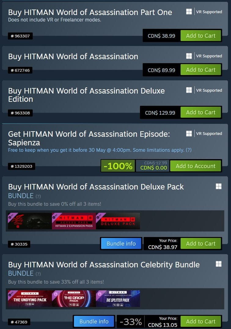 [STEAM] HITMAN World of Assassination + HITMAN 3 - Sapienza (base game ...