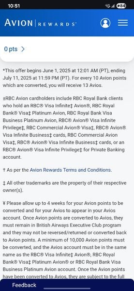 [Royal Bank] RBC Avion to BA Avios 30% Transfer Bonus June 2-July 11 ...