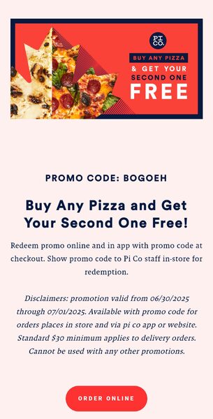 [Pi Co. Pizza Place] [ON]Canada Day Promo! Buy any pizza, get your ...