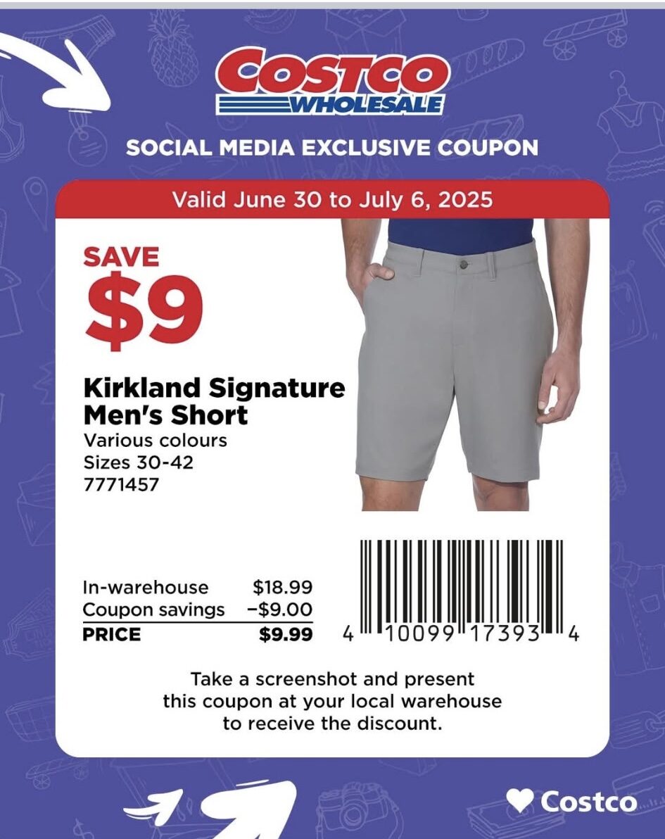 [Costco] Kirkland signature men’s shorts $9.99 In-store (social media ...