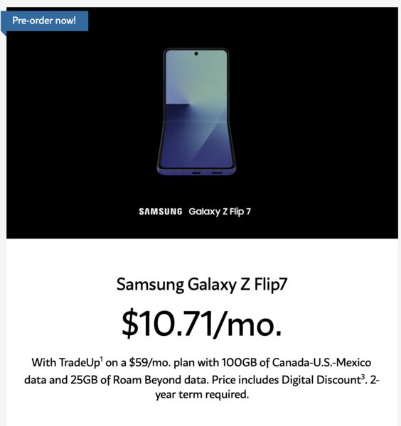 [Freedom Mobile] $10.71/month Samsung Galaxy Z Flip 7 with $59 100GB ...