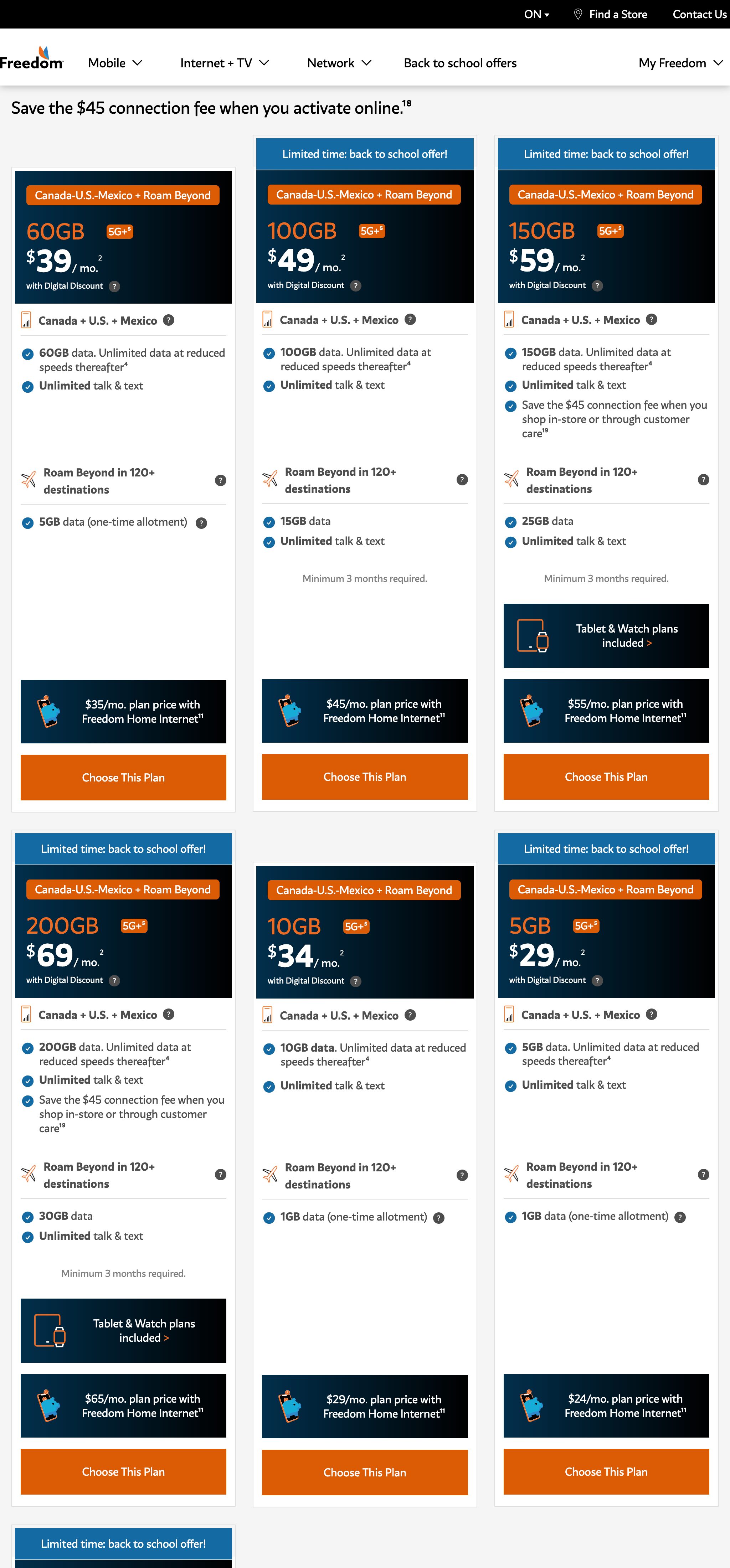 [Freedom Mobile] $69 Global Plan 200GB 5G+ Can/US/Mexico + 30GB in 120+ Destinations + Watch ...