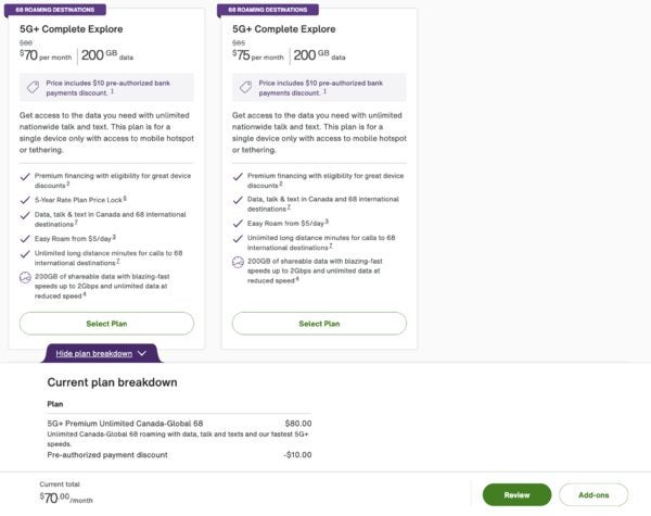 [Telus] New Telus EPP - 5G+ Premium Unlimited CAN-GLOBAL Roaming 68 ...