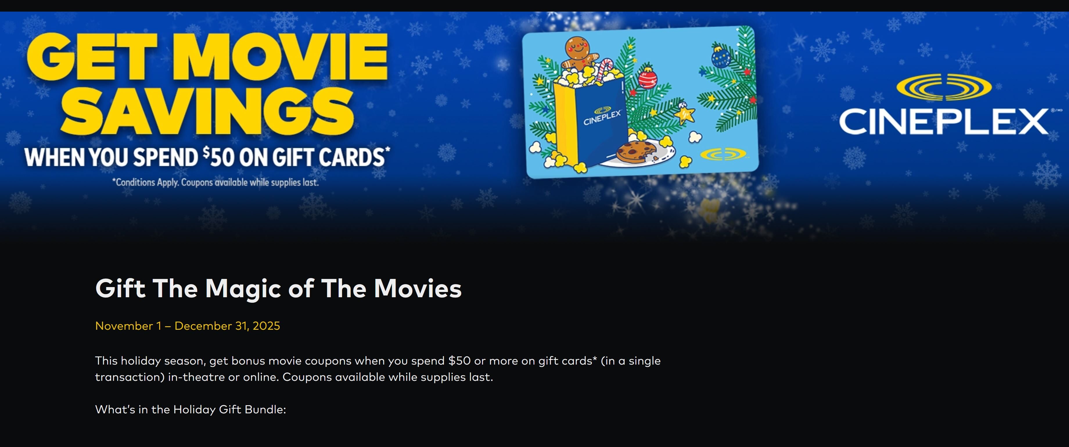 [Cineplex] Holiday Gift Bundle - RedFlagDeals.com Forums