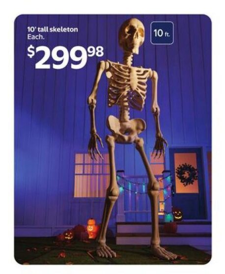 [Walmart] 10ft Posable Skeleton, Bone Colour — Halloween Decoration by ...